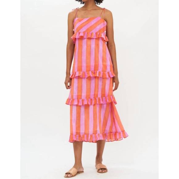 Oliphant | Dresses | New Oliphant Tie Strap Ruffle Midi Dress In Lilac ...